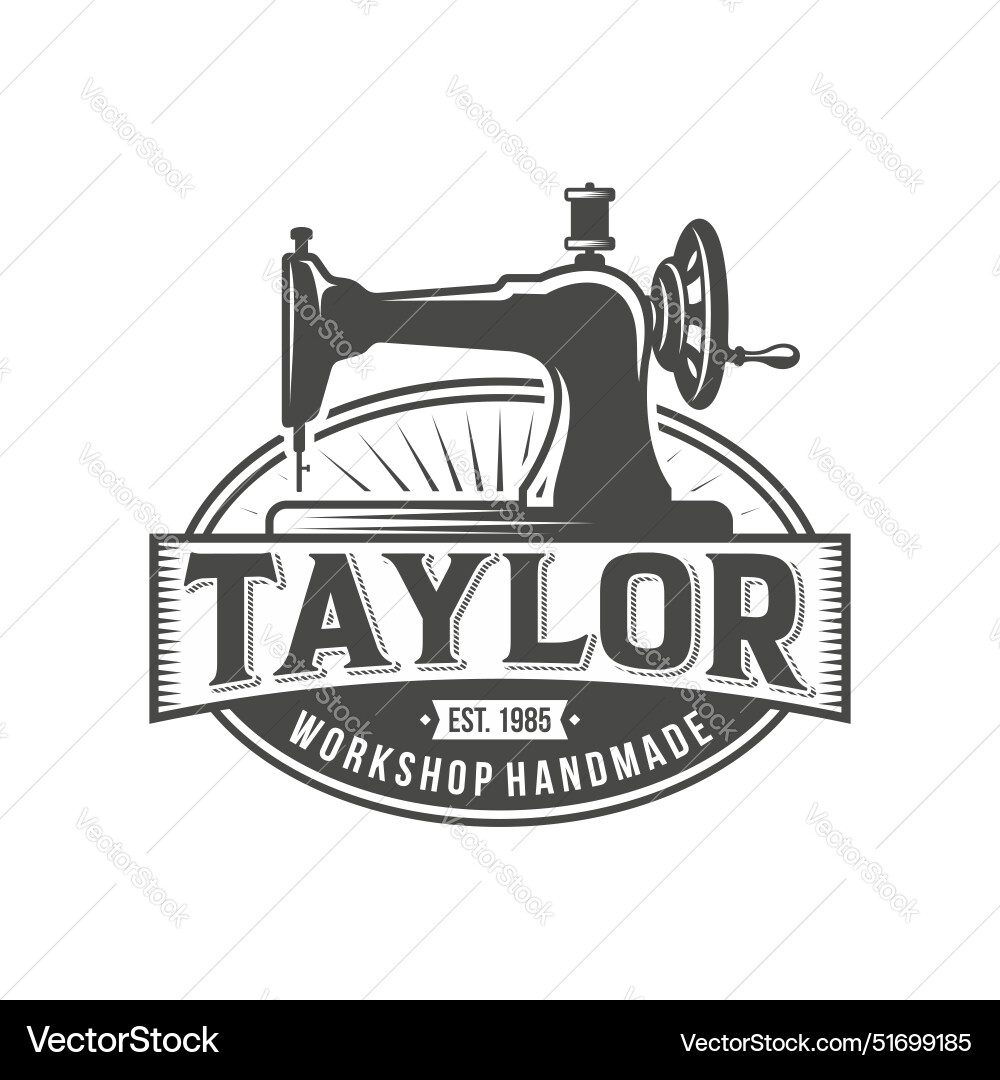Vintage tailor logo sewing machine template Vector Image