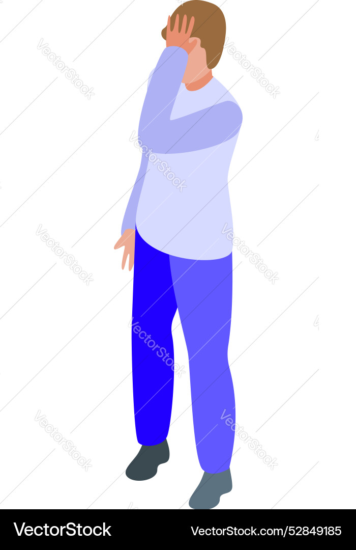 Young man covering face showing shame isometric Vector Image