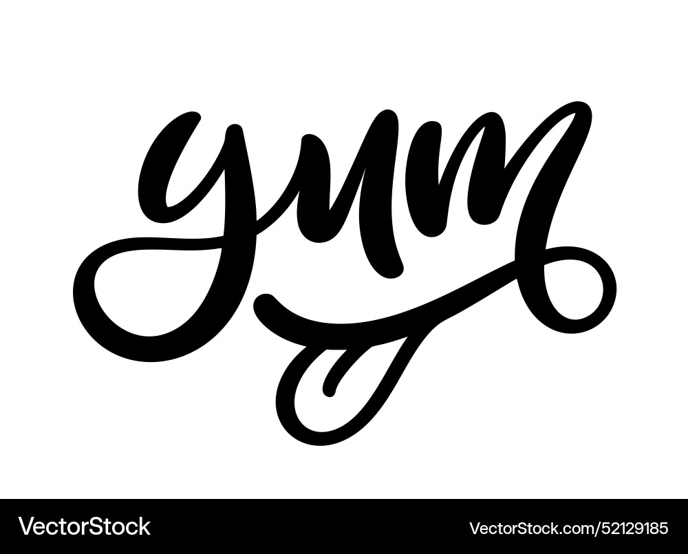 Yum hand drawn lettering Royalty Free Vector Image