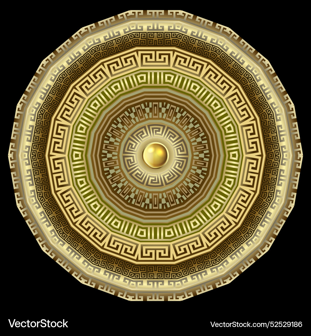 3d luxury mandala pattern with greek key meander Vector Image