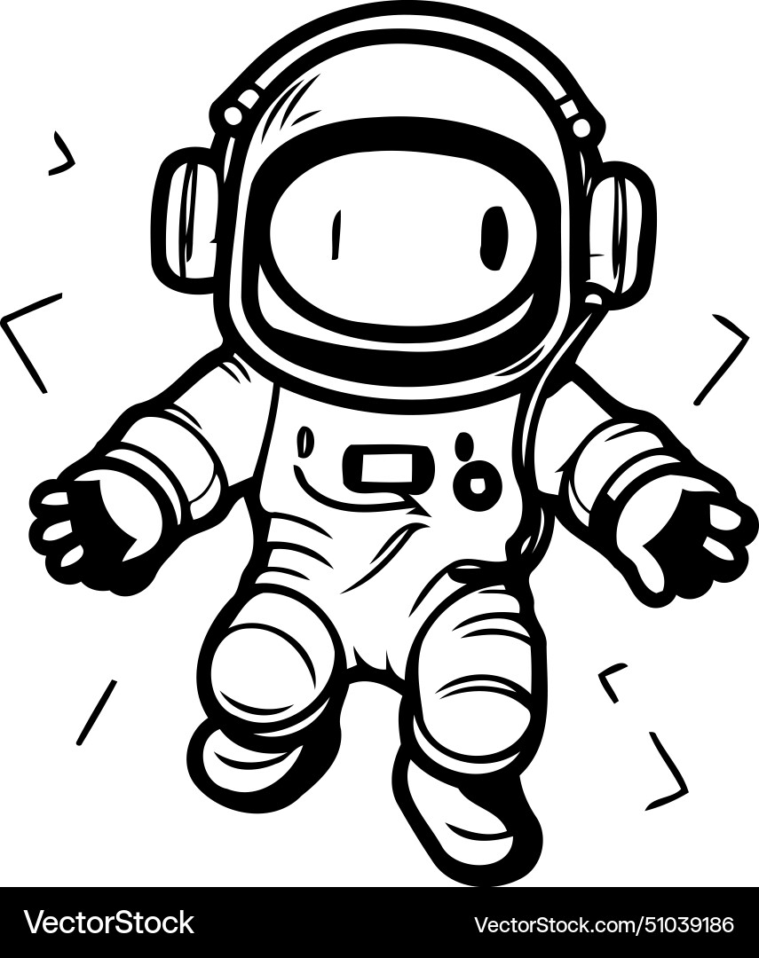 Astronaut running cartoon character isolated Vector Image