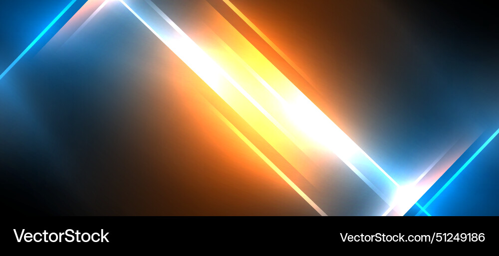 Blue and orange light beam illuminating a dark Vector Image