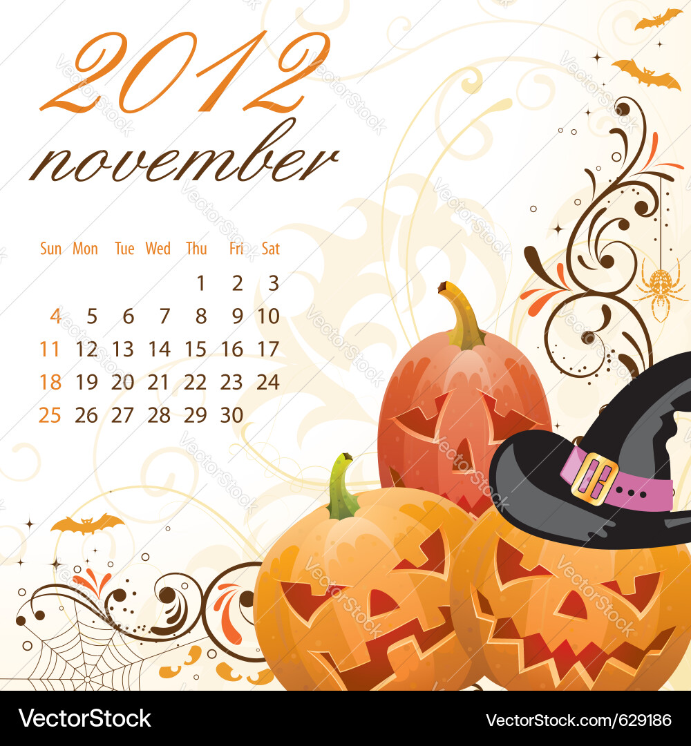 Calendar for 2012 november Royalty Free Vector Image
