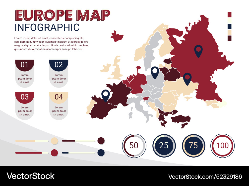 Flat designeurope map infographic Royalty Free Vector Image