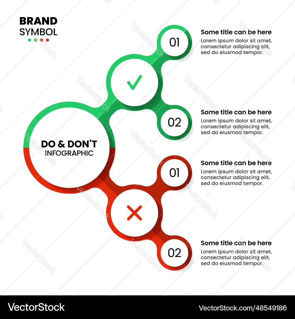 Infographic template dos and donts with 2 steps Vector Image