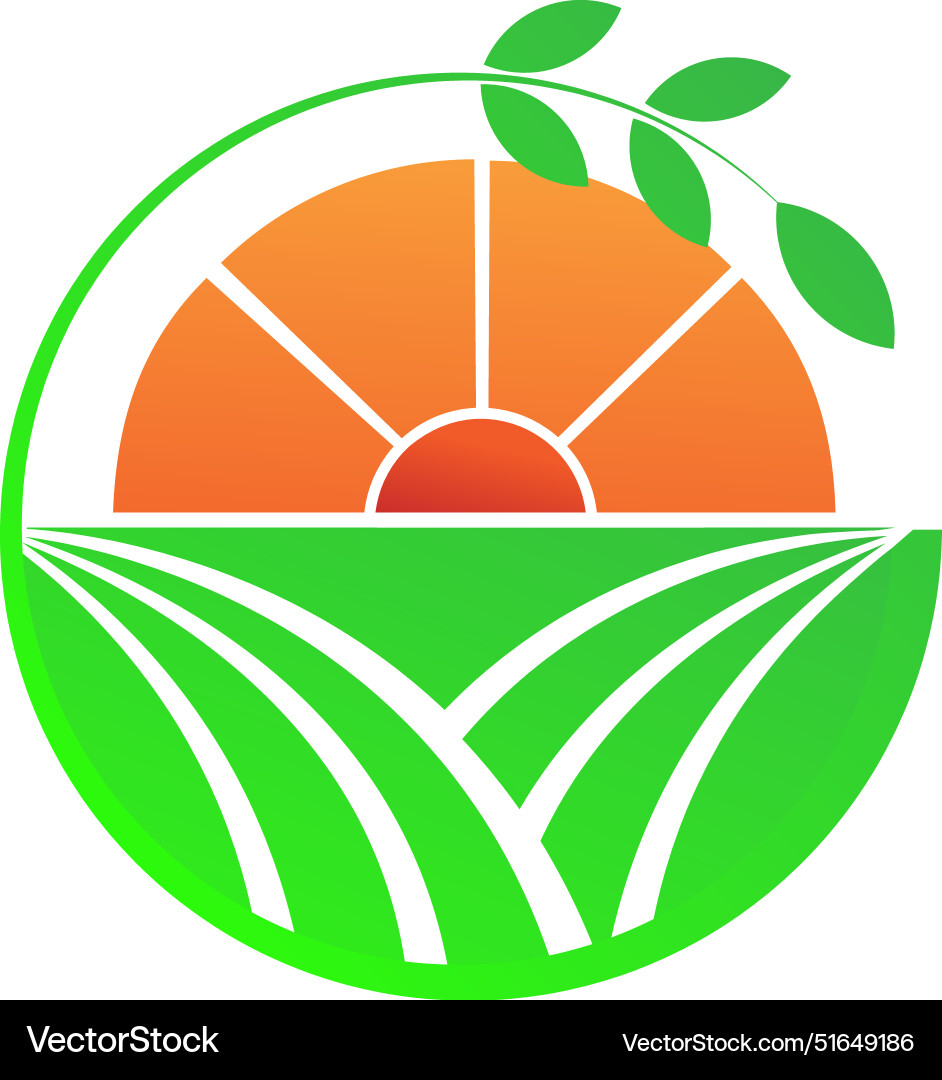 Landscape logo design farm Royalty Free Vector Image