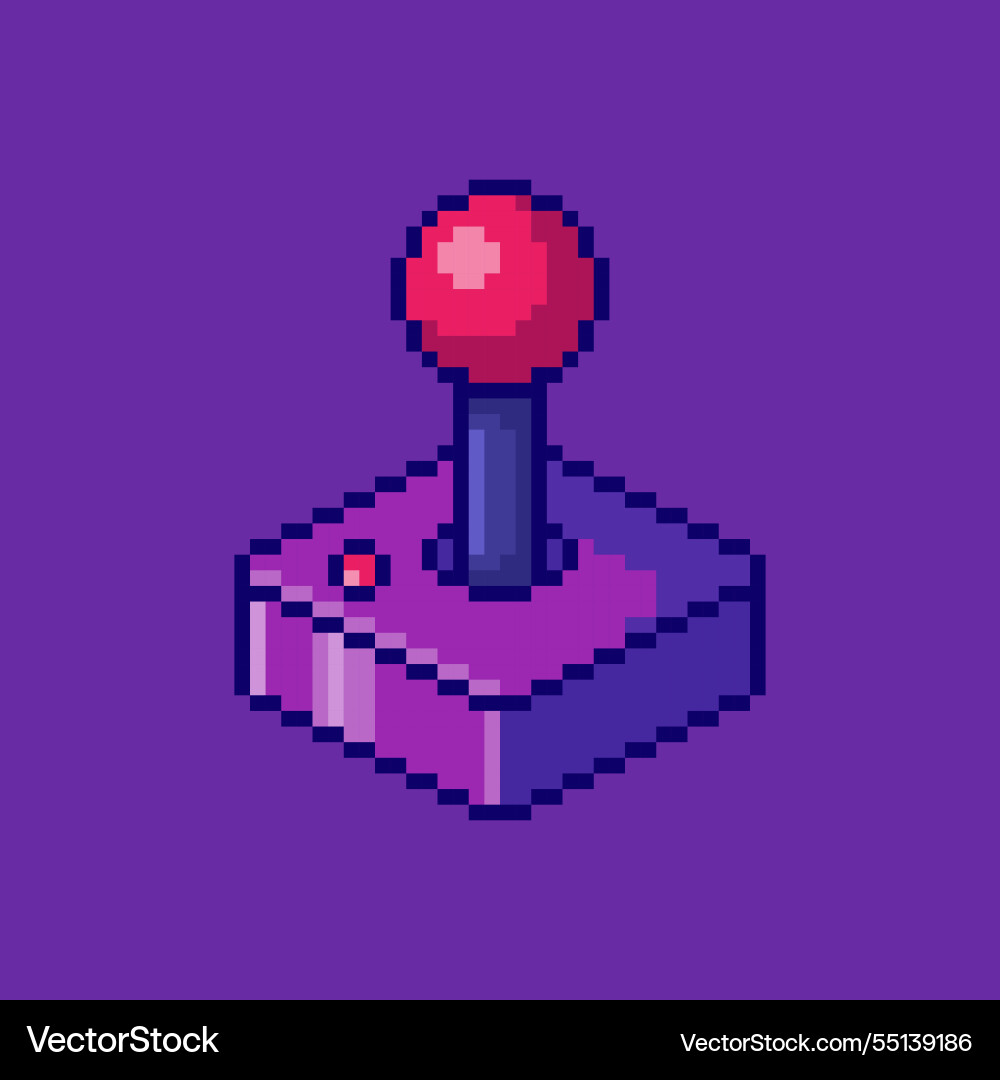 Pixel art classic arcade joystick game asset Vector Image