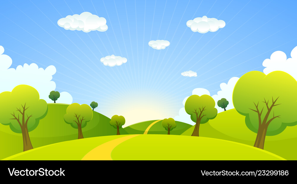 Spring or summer cartoon landscape Royalty Free Vector Image