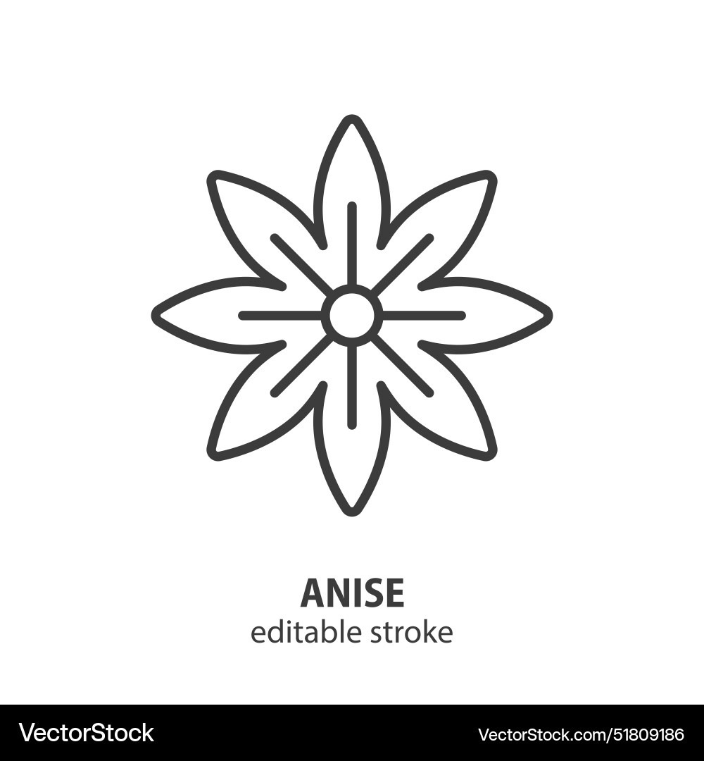 Star anise line icon spice Royalty Free Vector Image