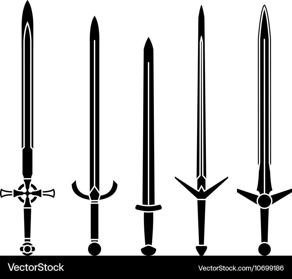 Stencils of medieval swords Royalty Free Vector Image