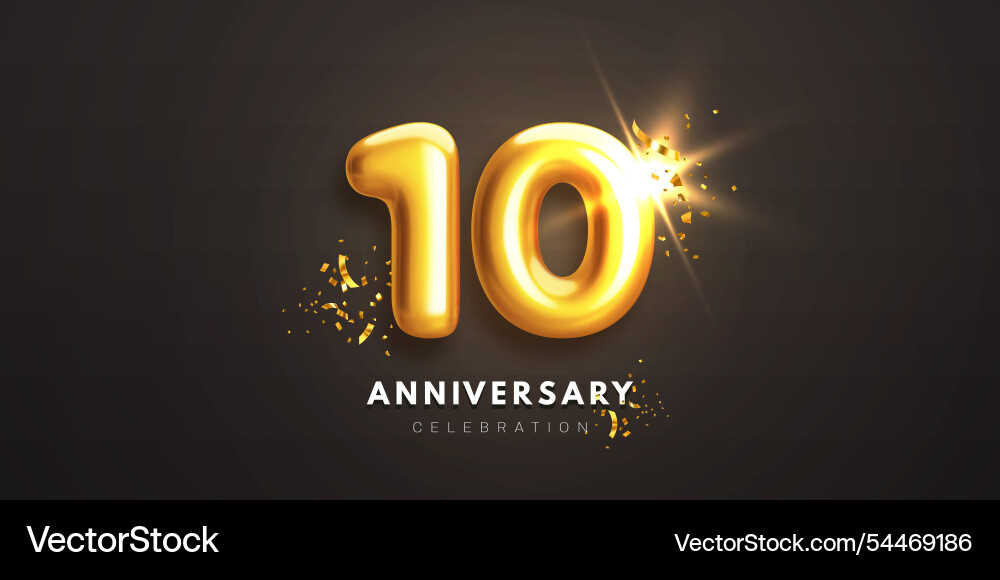 Tenth anniversary celebration banner realistic Vector Image