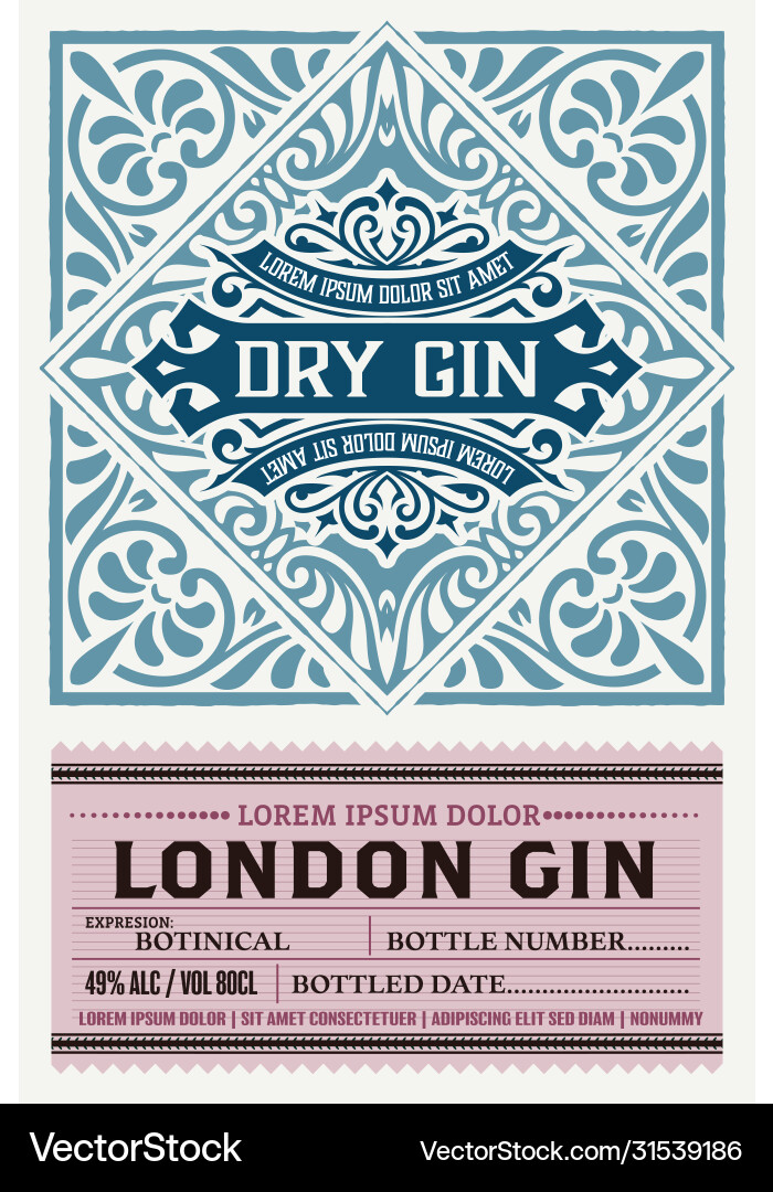 Vintage gin label layered – Royalty-Free Vector | VectorStock