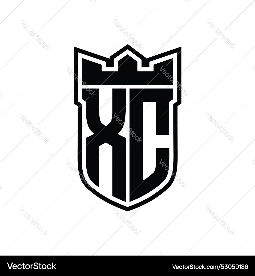 Xc logo shield shape with geometric crown inside Vector Image