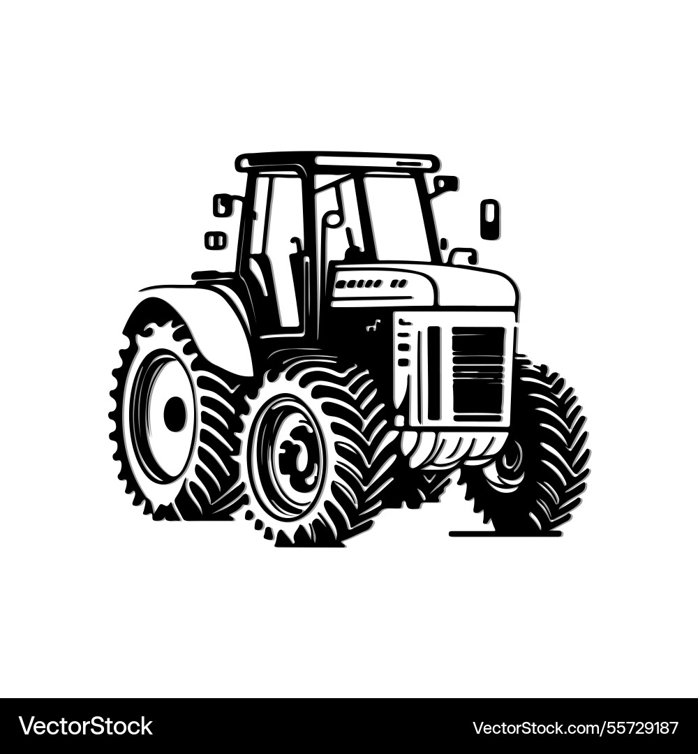 Black and white tractor clip art Royalty Free Vector Image