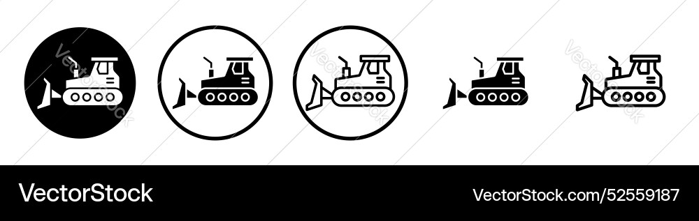 Bulldozer icon set on white background Royalty Free Vector