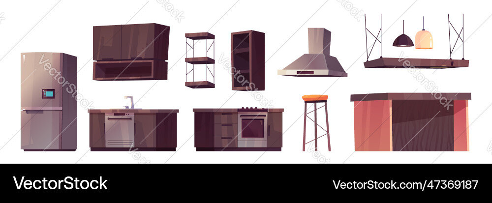 Cartoon Kitchen Interior Royalty Free Vector Image