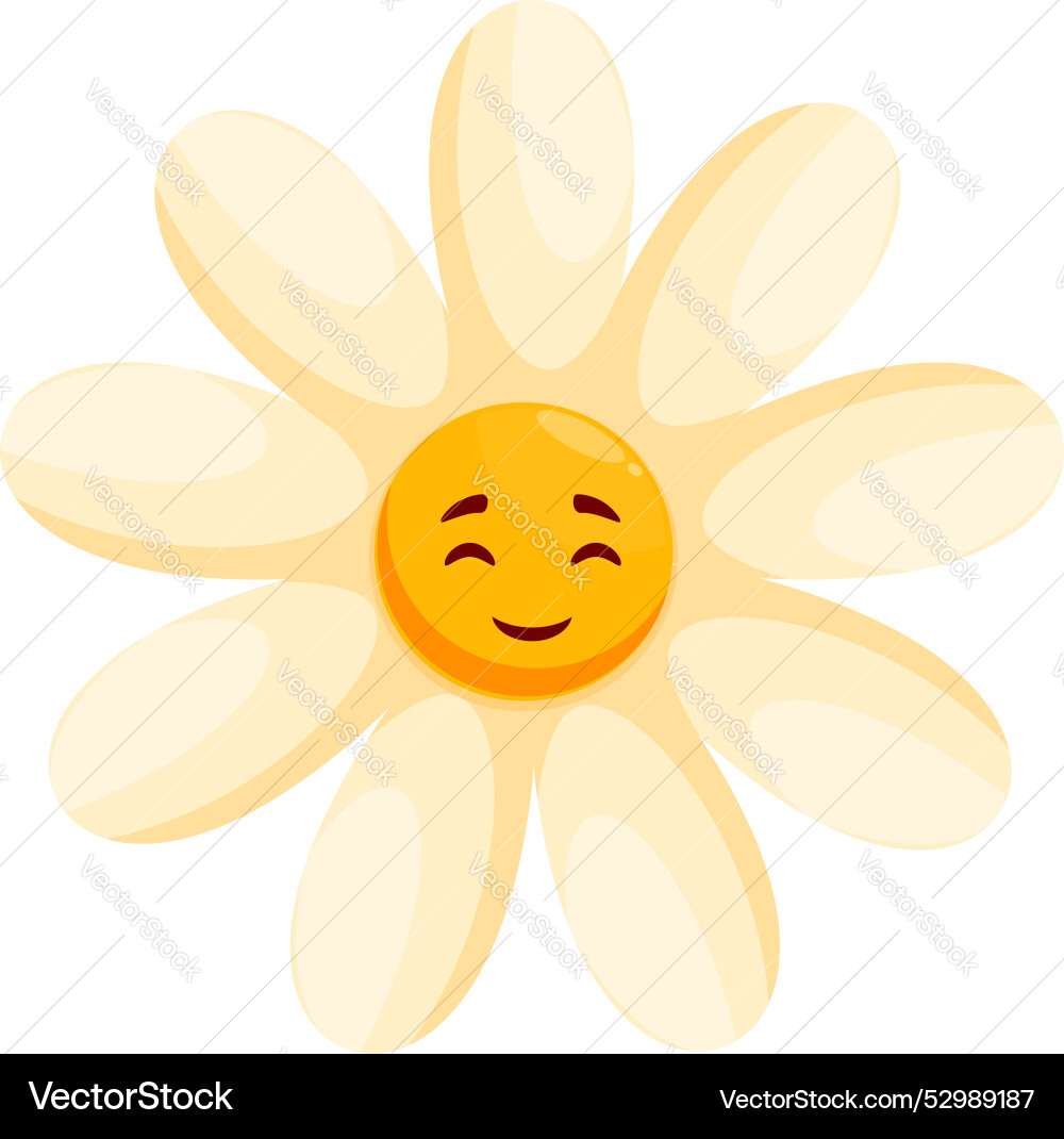 Cute daisy flower character smiling with closed Vector Image