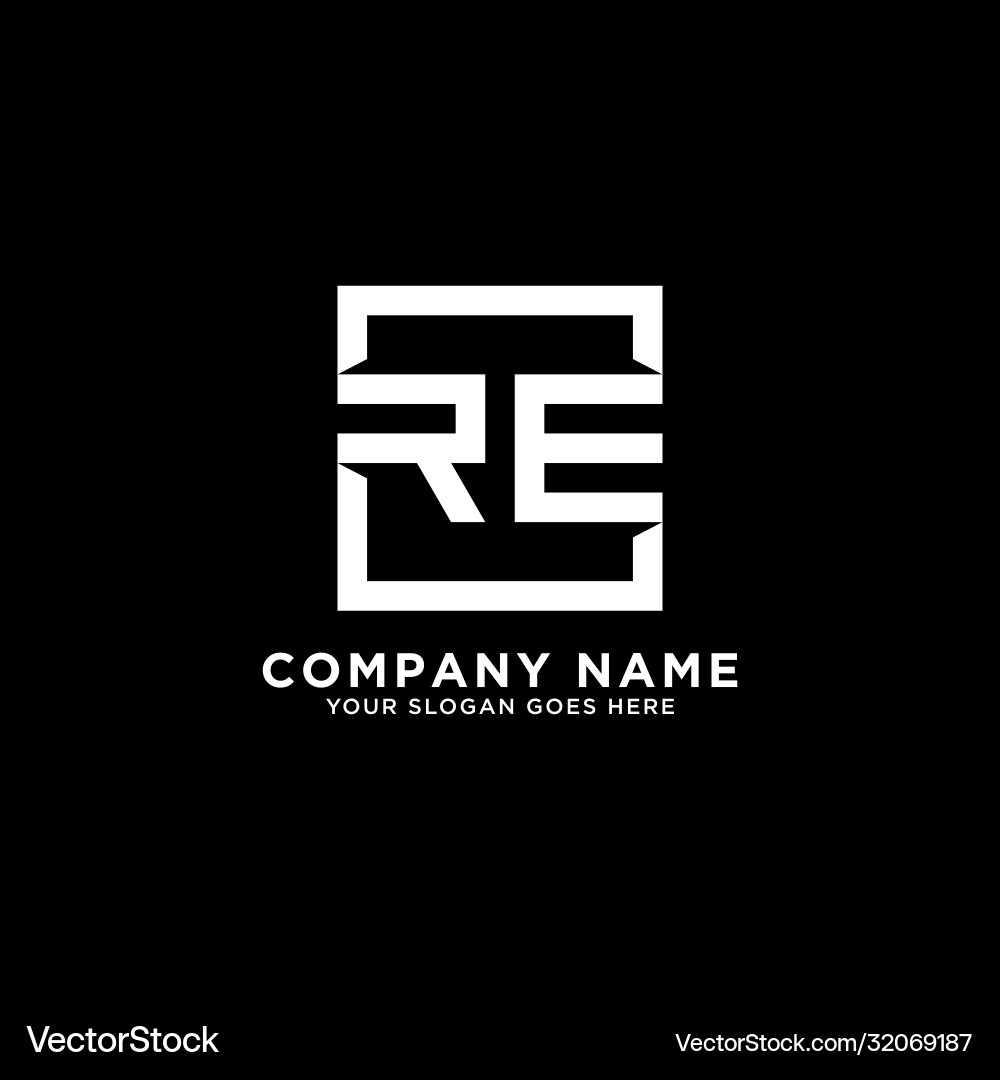 E & R Initial Logo - Square Template Vector Image