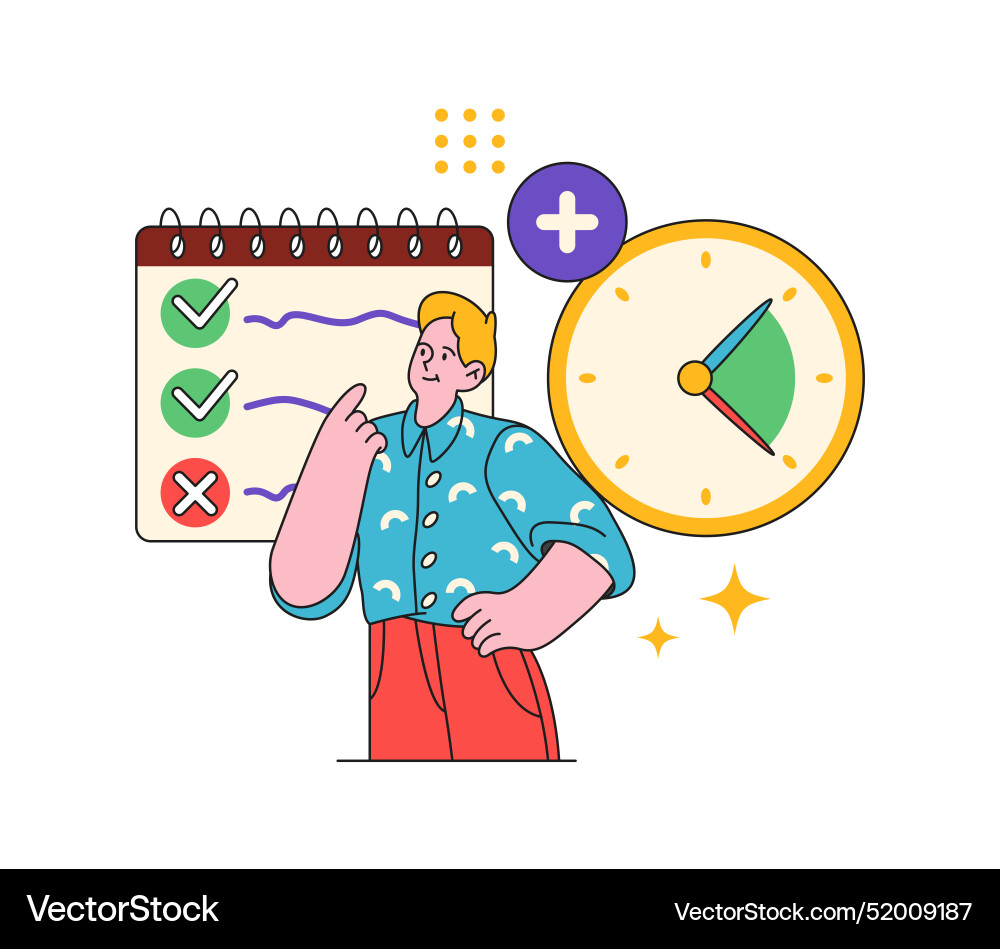 Employee with calendar and clock Royalty Free Vector Image