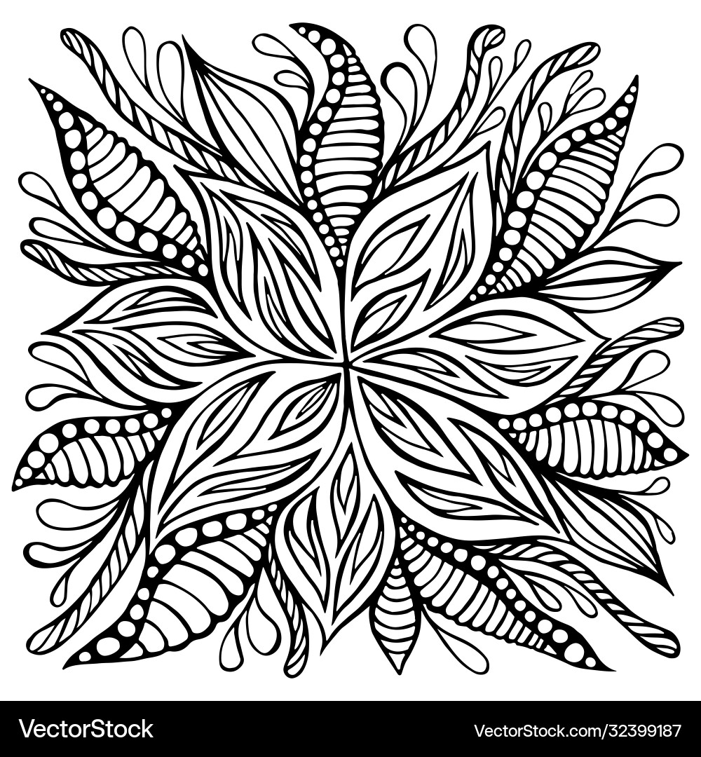 Fantasy flower doodle style coloring page Vector Image