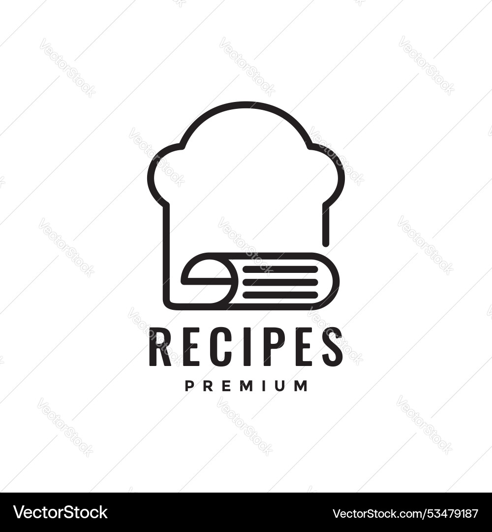 Food recipe with chef hat line logo design Vector Image