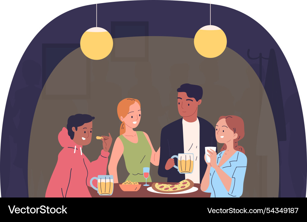 Group friends pub friend meeting after work Vector Image