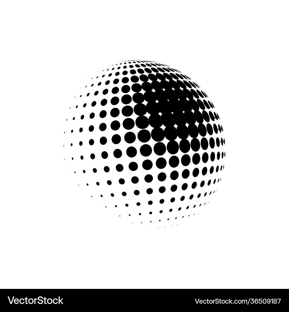Halftone sphere dotted circle Royalty Free Vector Image