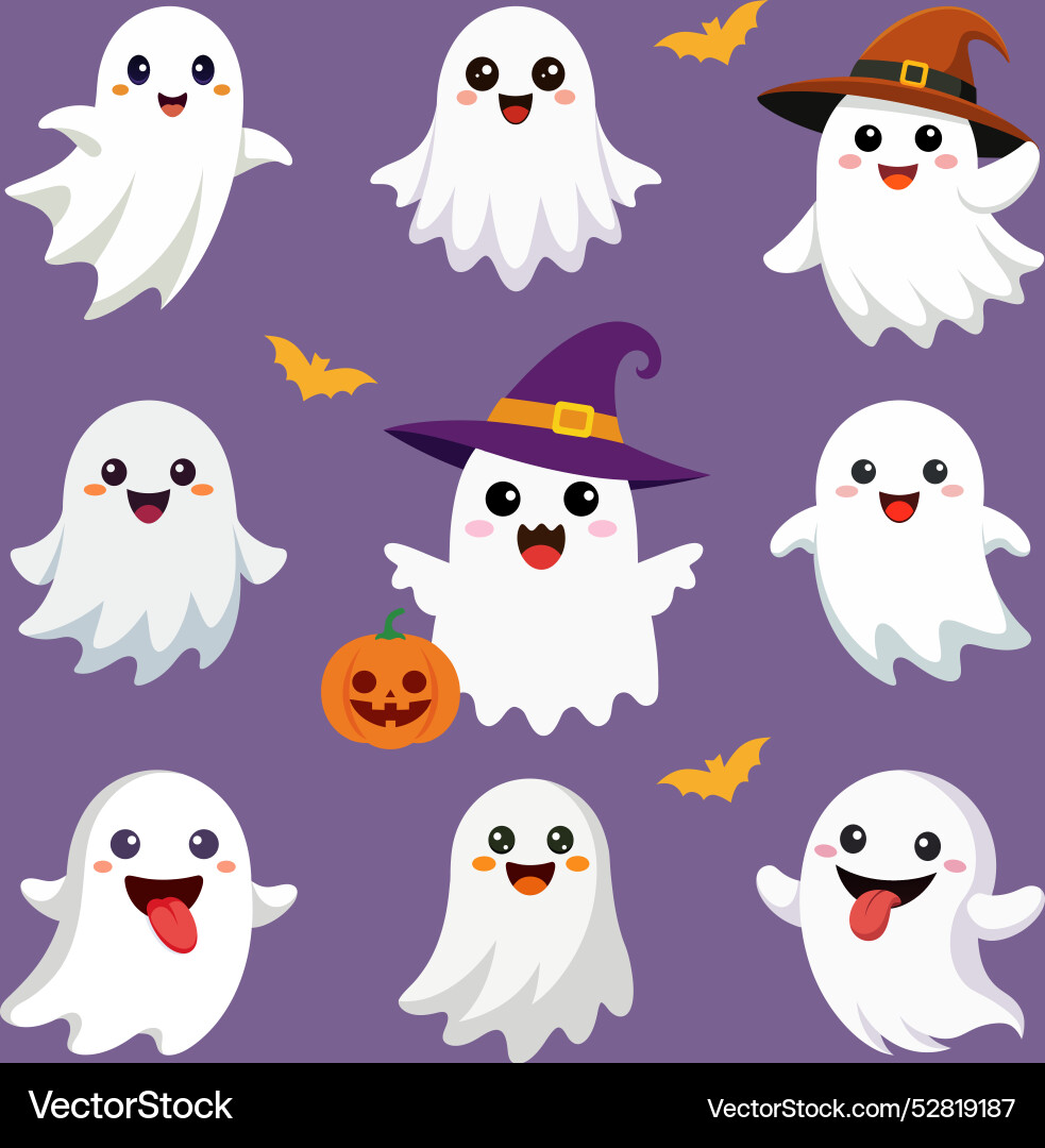 Halloween Ghost Set Royalty Free Vector Image - VectorStock