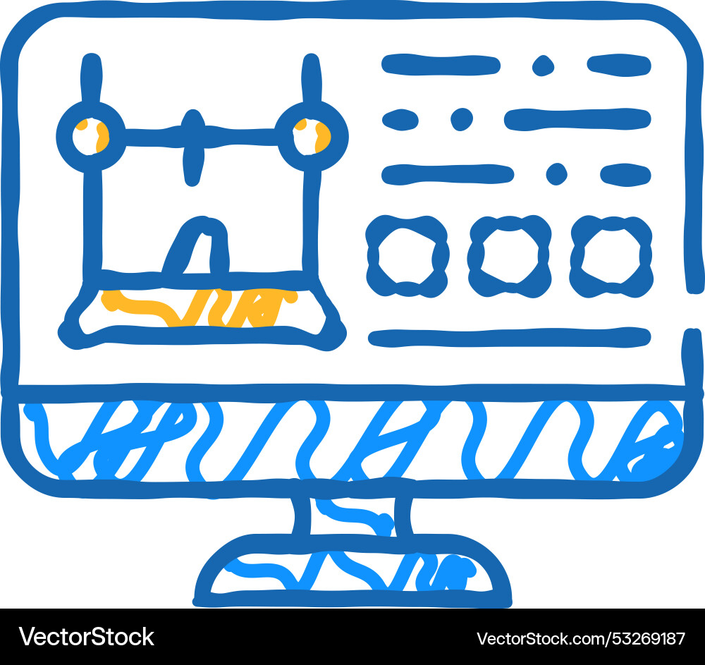 Monitor with printer settings icon doodle Vector Image