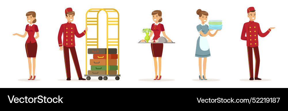 People hotel staff character engaged in service Vector Image