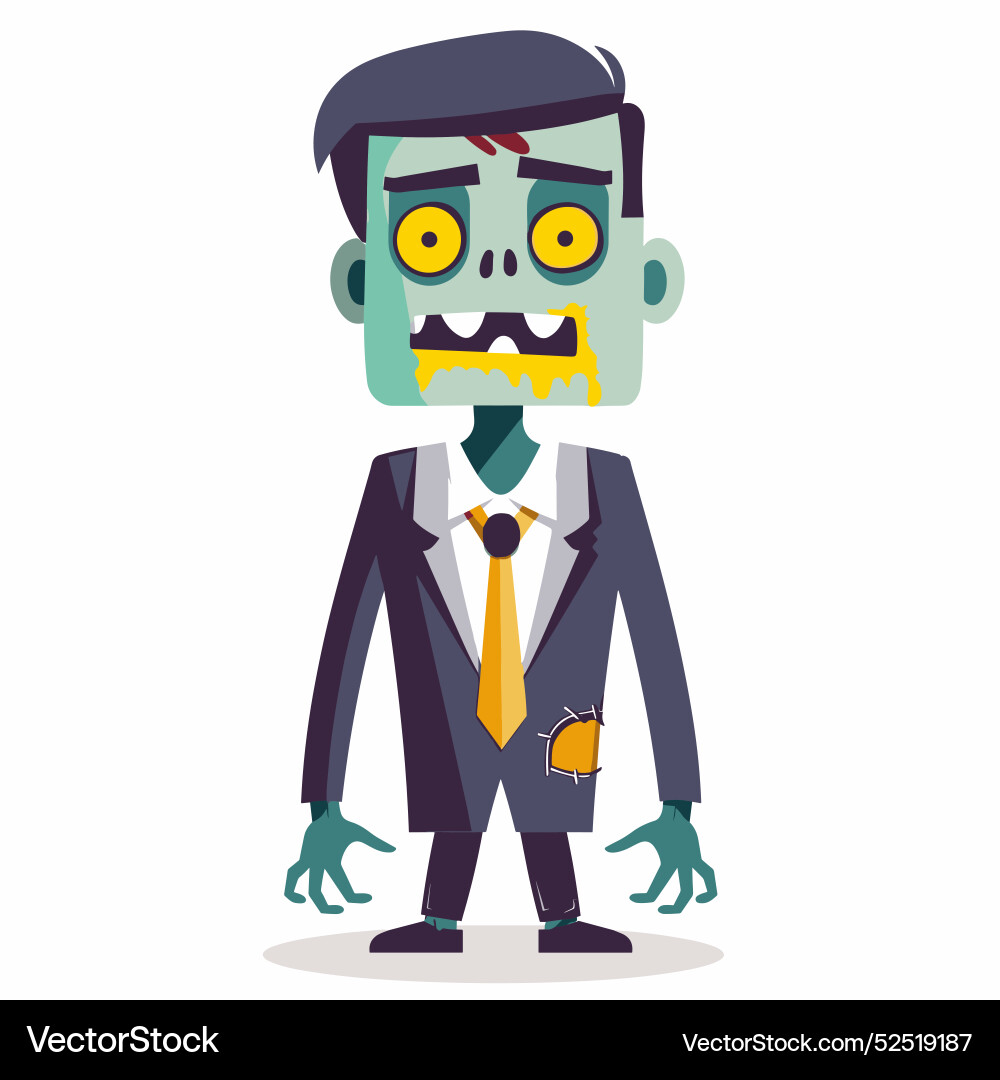 Zombie businessman cartoon character standing Vector Image