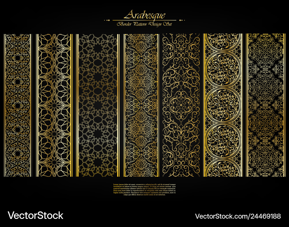 Arabesque element pattern boarder collection Vector Image