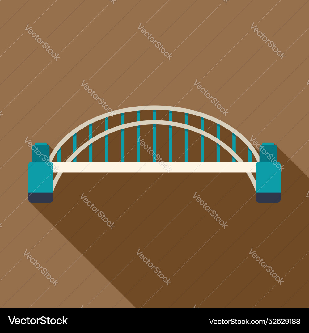 Arched bridge spanning waterway with long shadow Vector Image