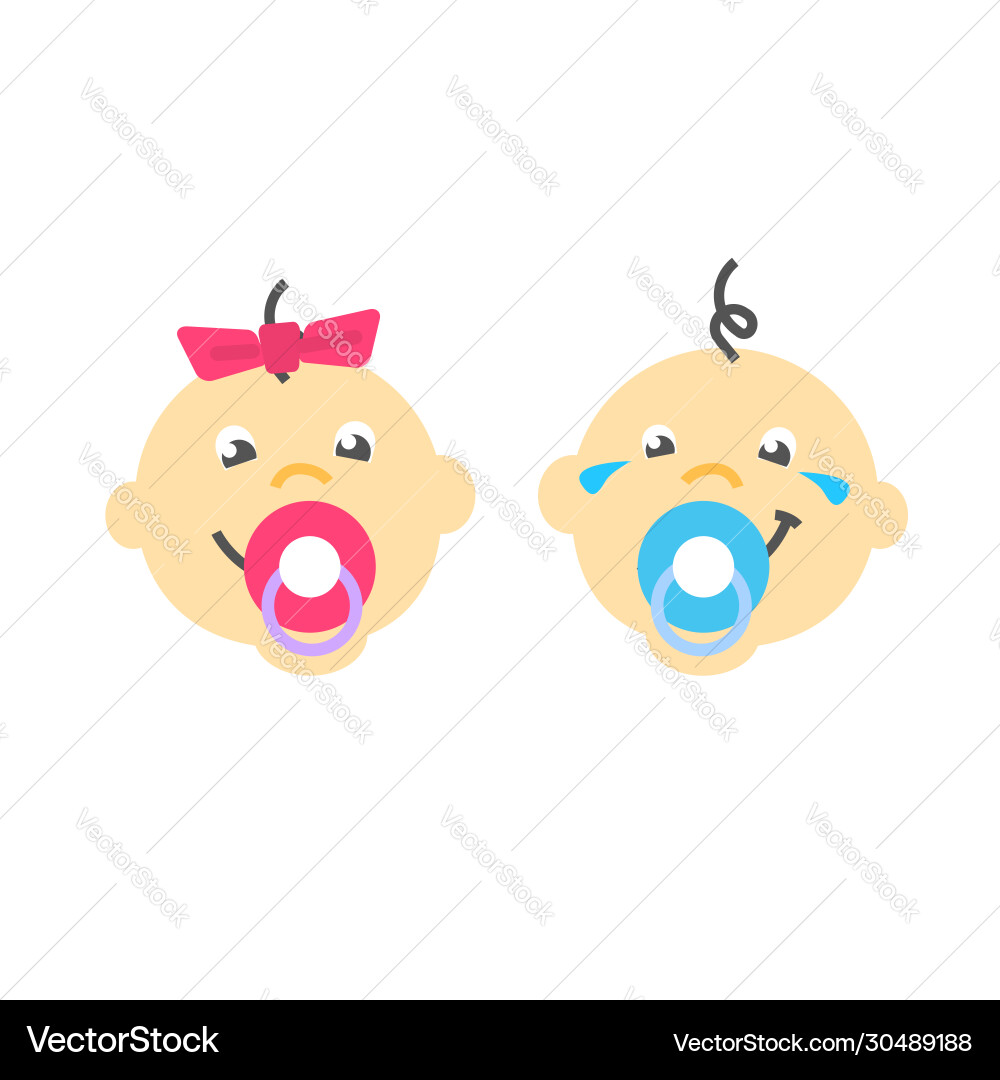 Baby Faces with Pacifiers Royalty Free Vector Image