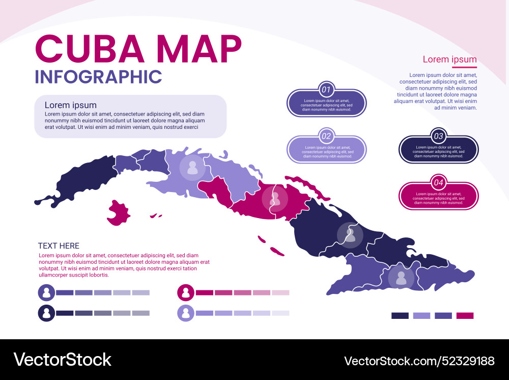 Flat design cuba map infographic Royalty Free Vector Image