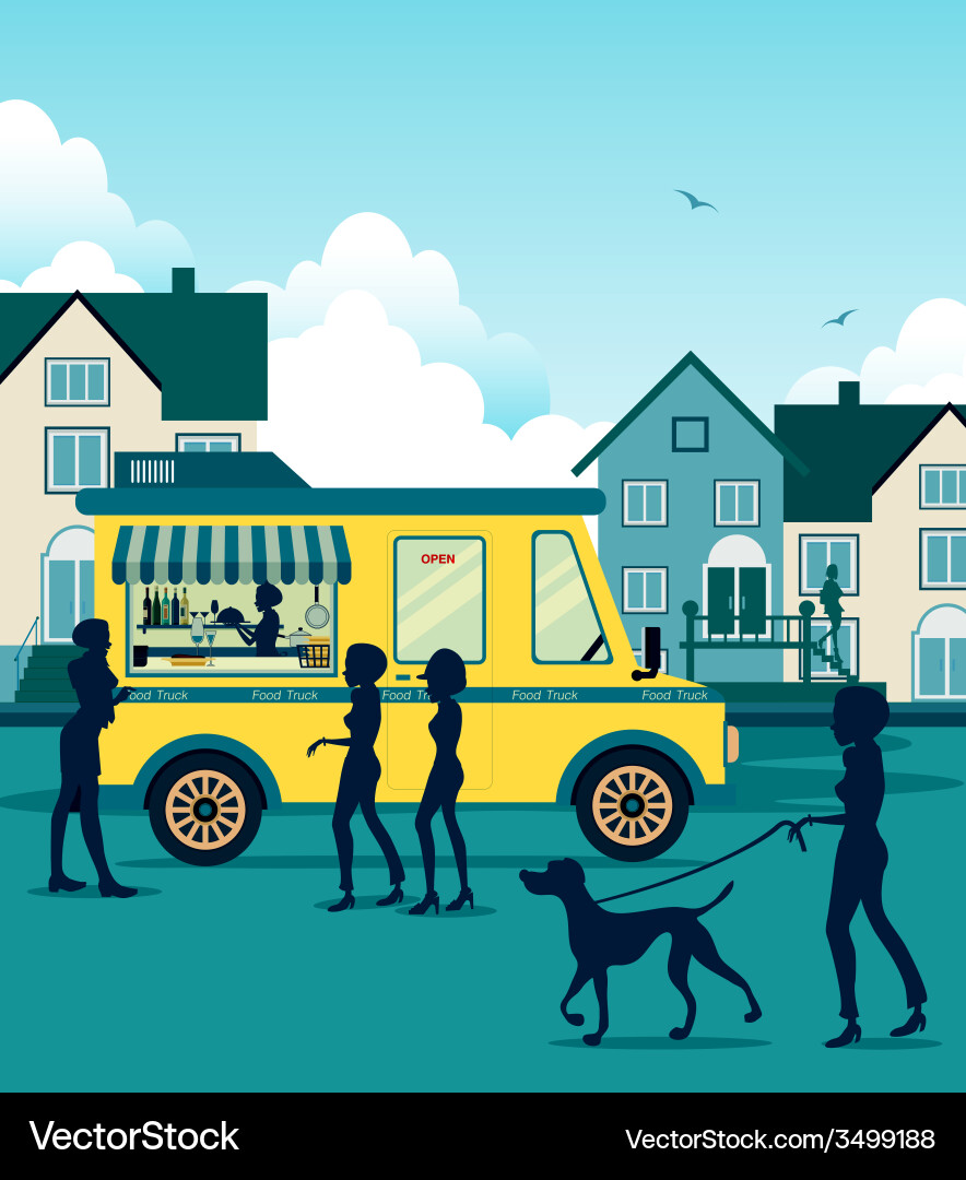Food truck Royalty Free Vector Image - VectorStock