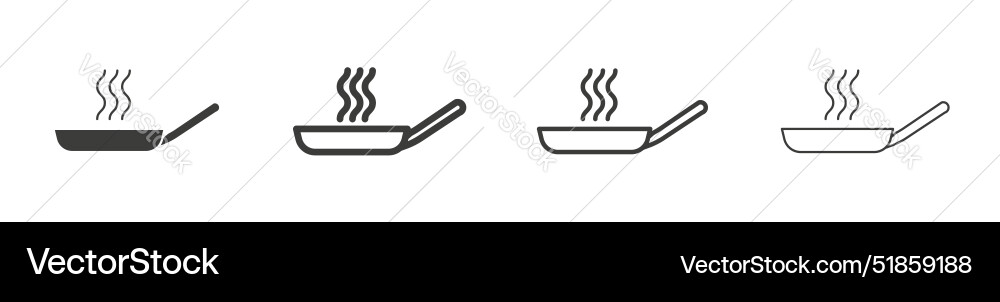 Frying pan and cooking icons kitchenware Vector Image