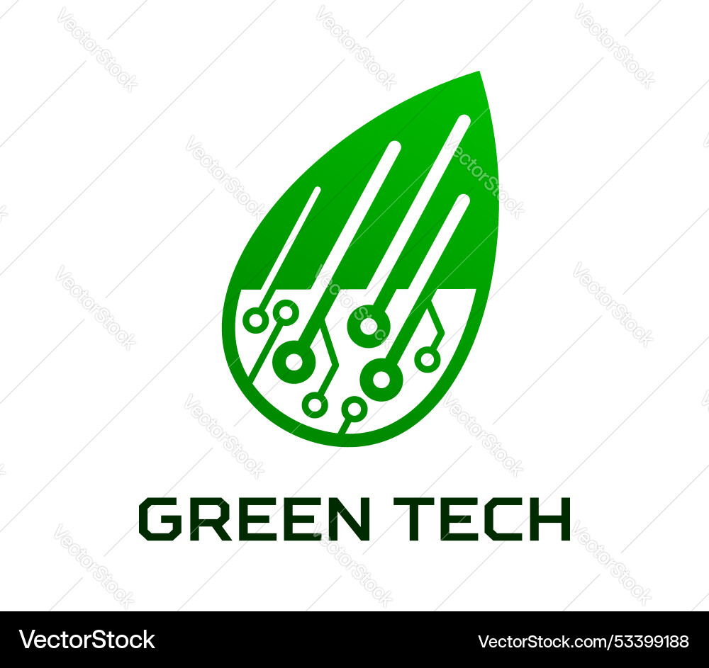 Green tech icon for eco-friendly technology farm Vector Image