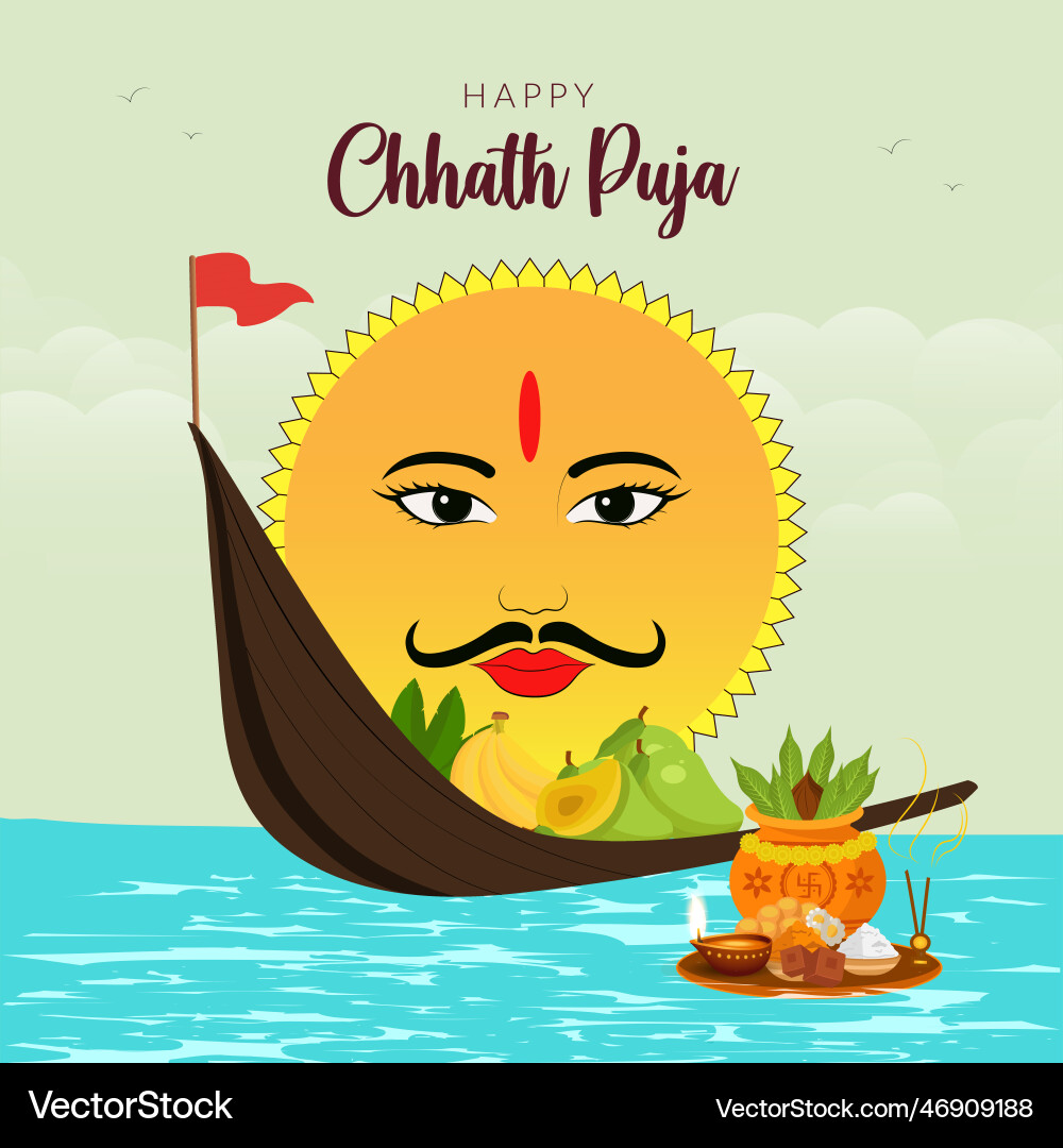 Happy chhath puja banner design template Vector Image