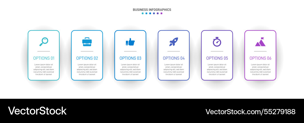 Horizontal progress bar featuring 6 arrow-shaped Vector Image