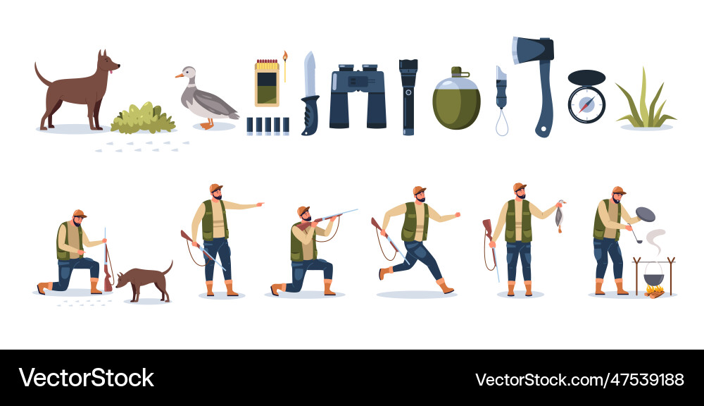 Hunter ammunition cartoon character gunner sniper Vector Image