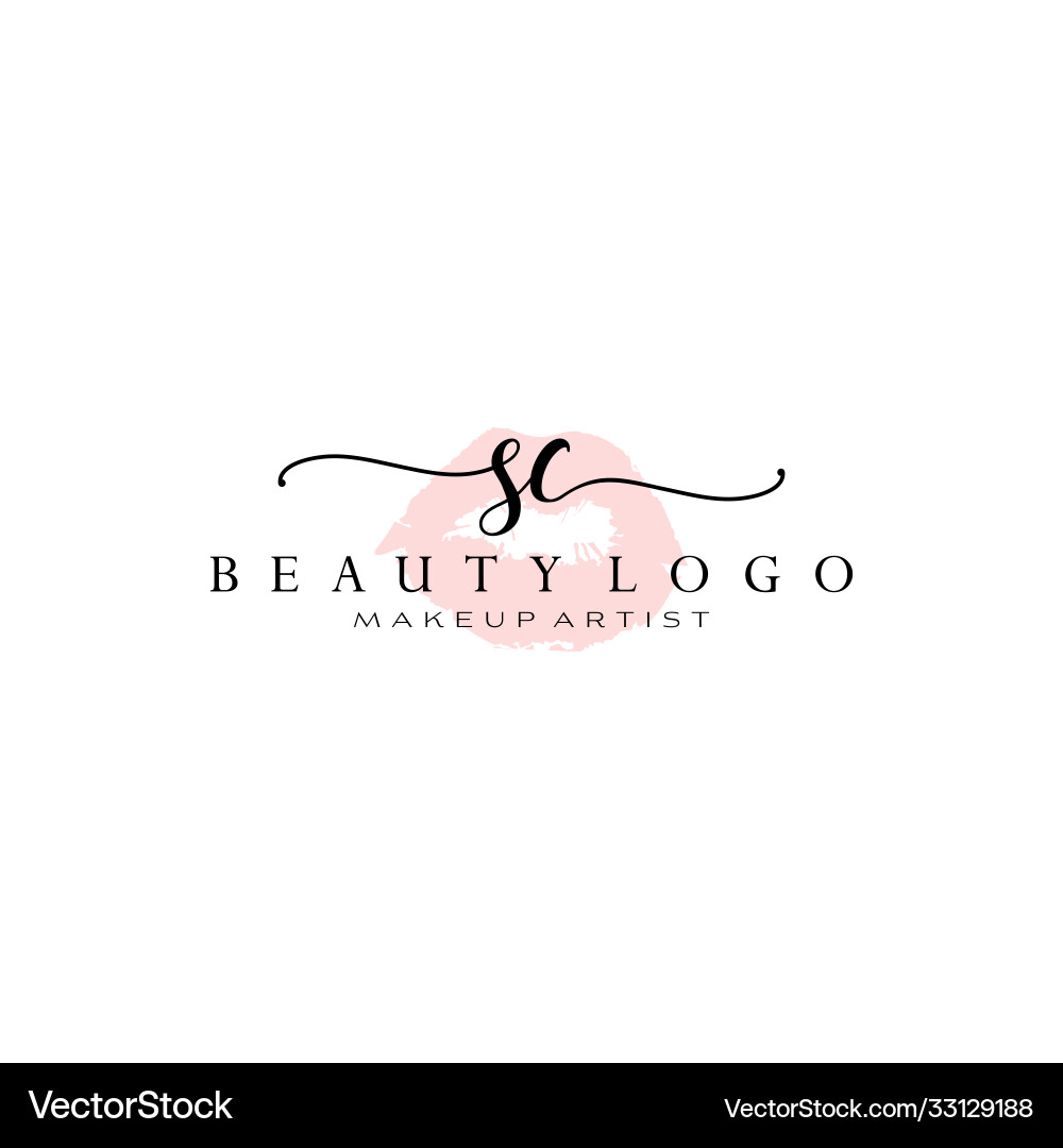 Letter sc watercolor lips premade logo design Vector Image