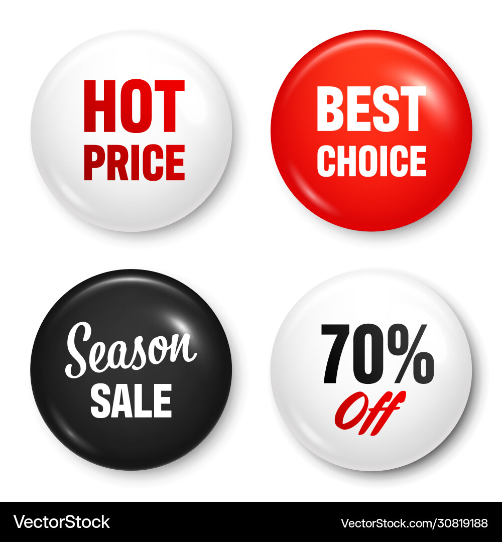Realistic badges with text product promotion Vector Image