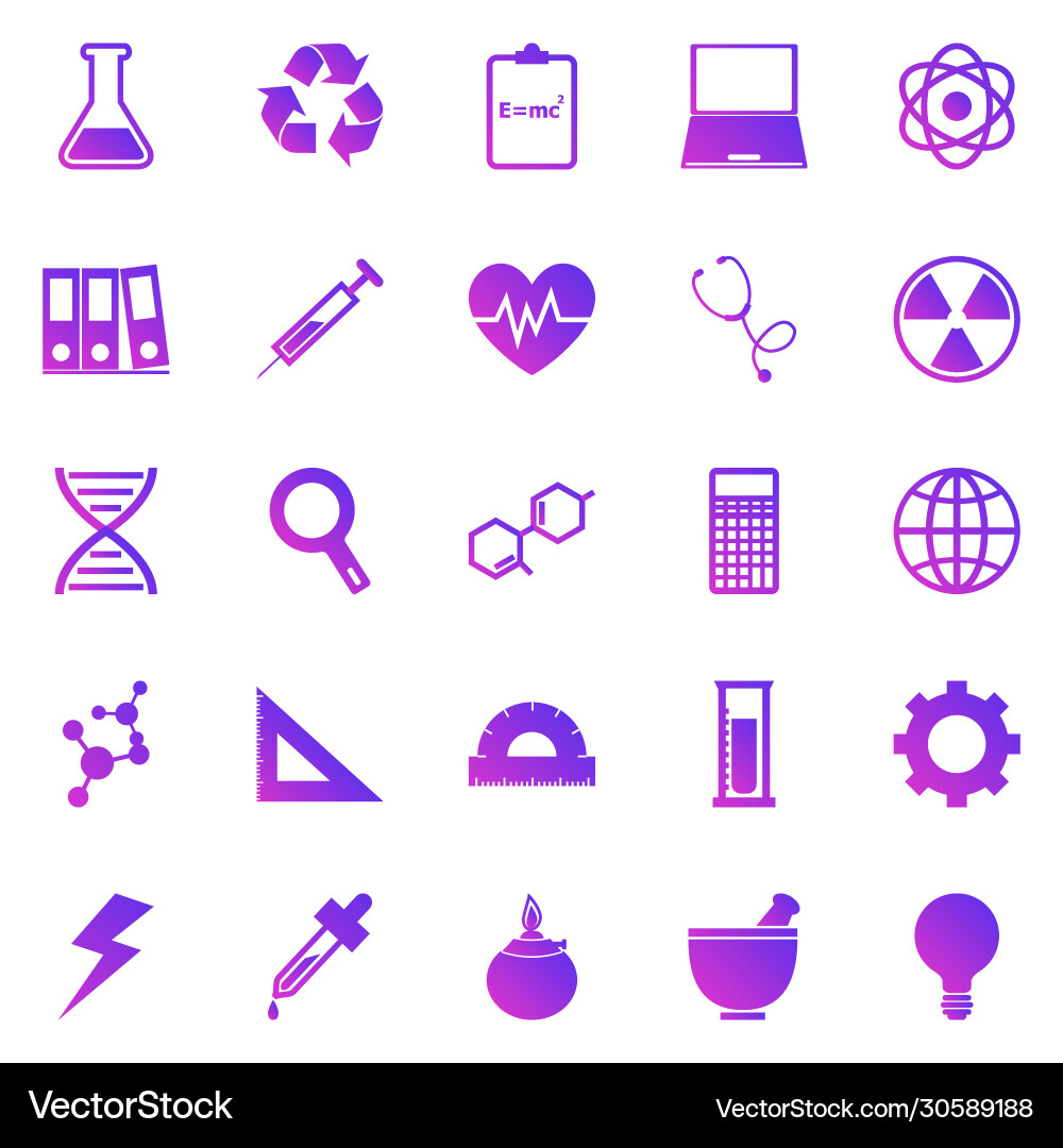 Science gradient icons on white background Vector Image