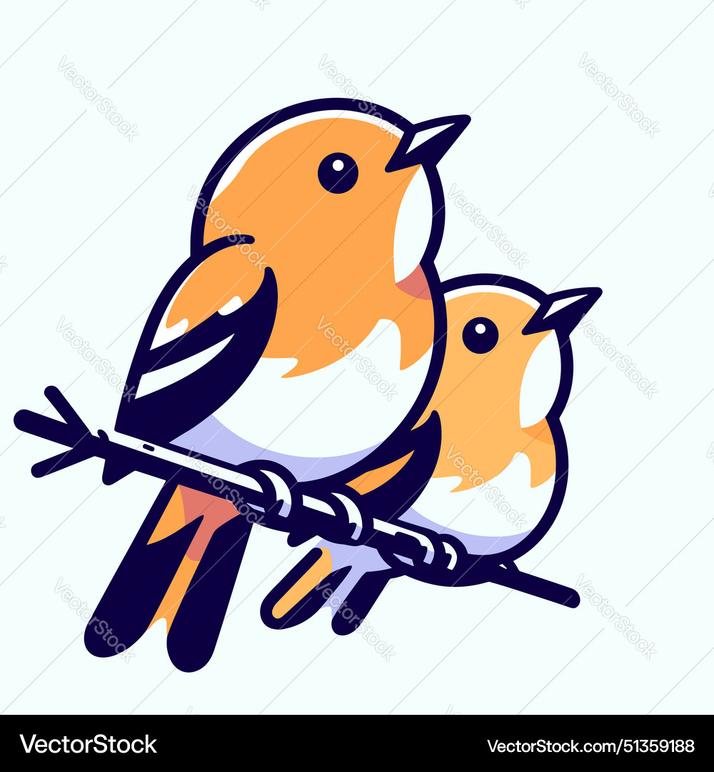 Two birds looking up Royalty Free Vector Image