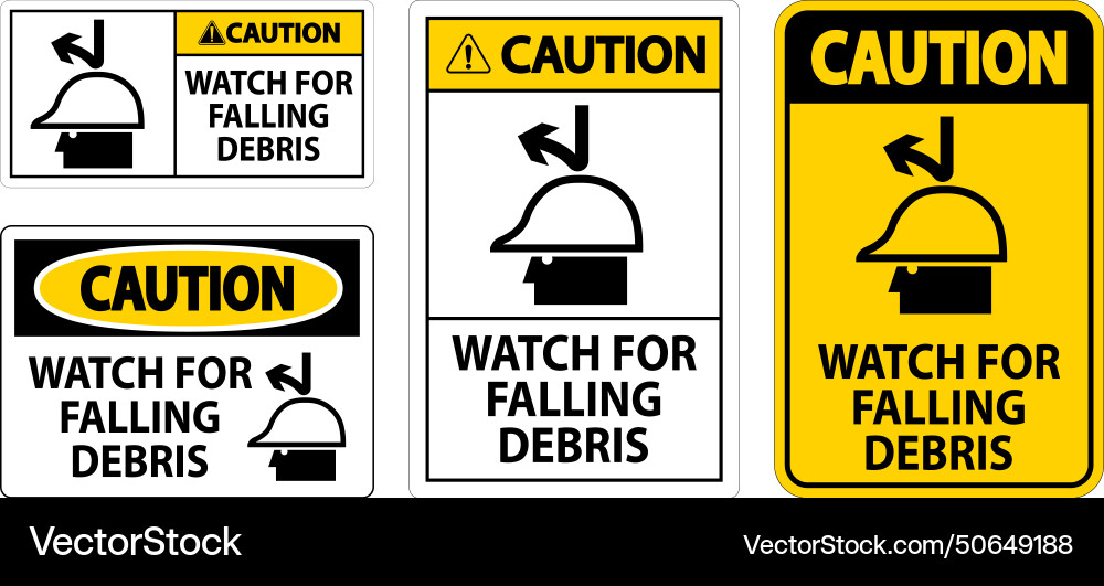 Warning sign watch for falling debris Royalty Free Vector