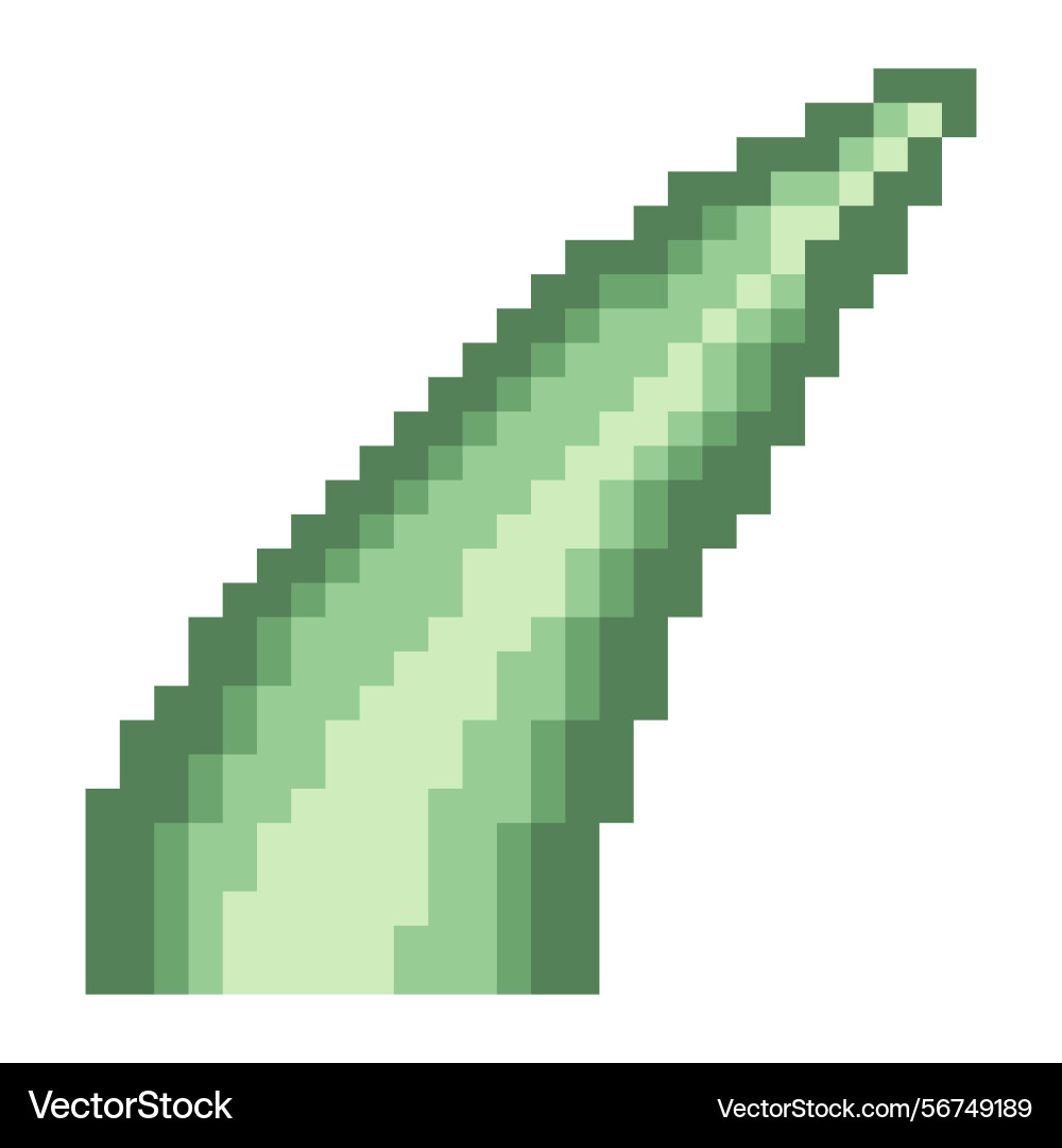 Aloe vera leaf cutout with pixel art isolated Vector Image