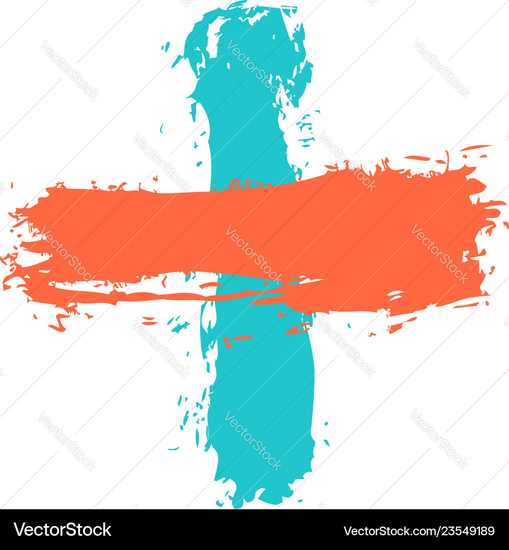 Brushstroke plus sign Royalty Free Vector Image
