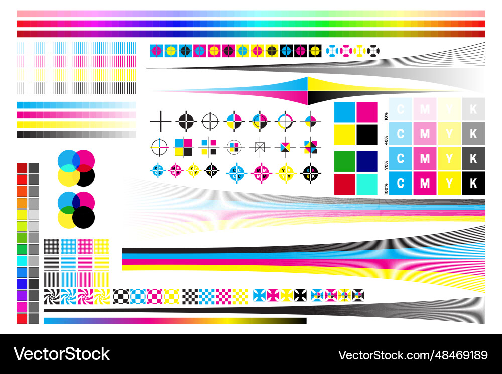 Cmyk print calibration with printing Royalty Free Vector