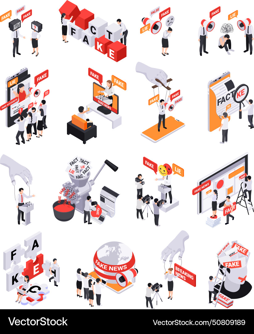 Fake news icon set Royalty Free Vector Image - VectorStock